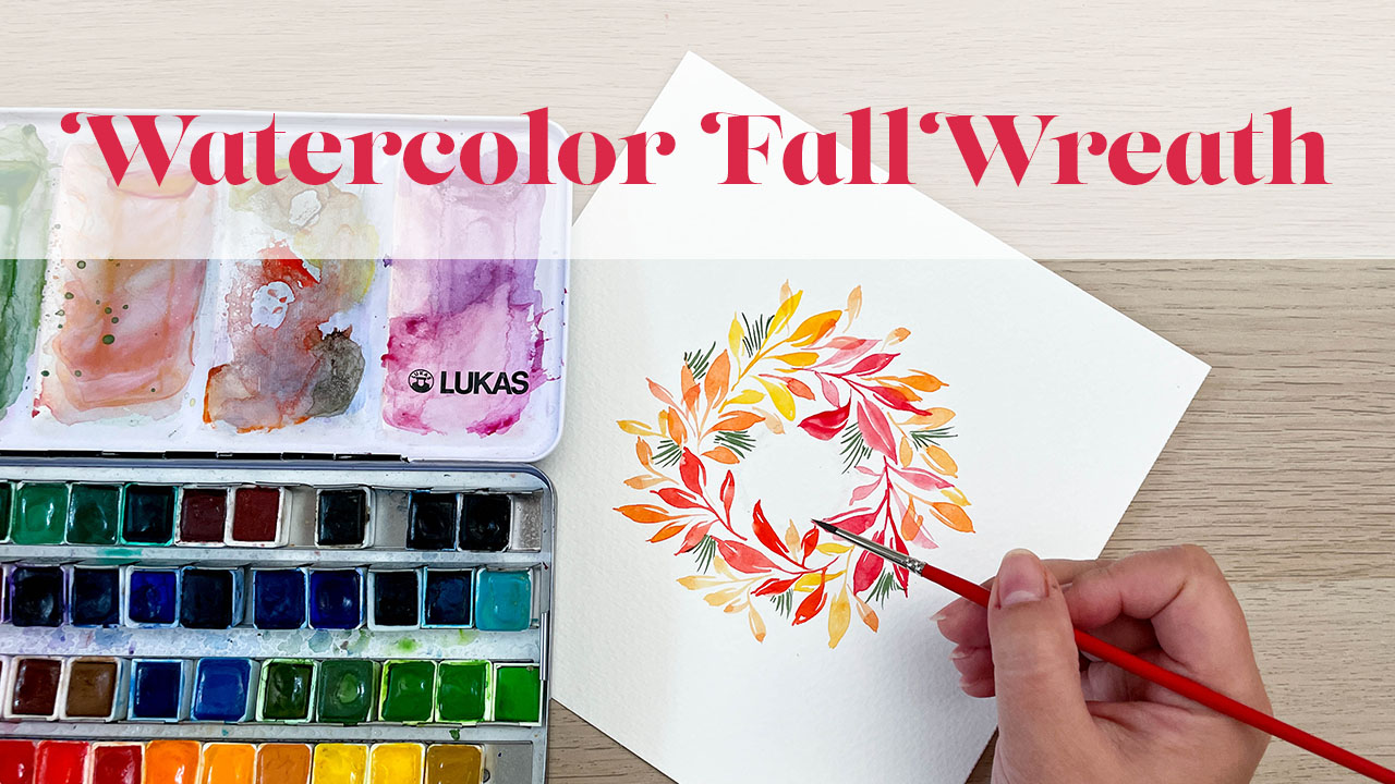 Simple Leaf Fall Wreath in Watercolor - Audrey Ra Design